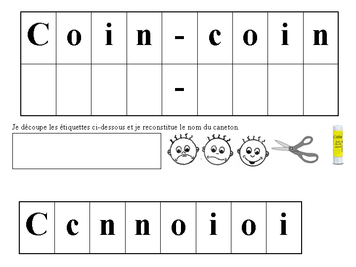 Maternelle: Coin-Coin, reconstitution