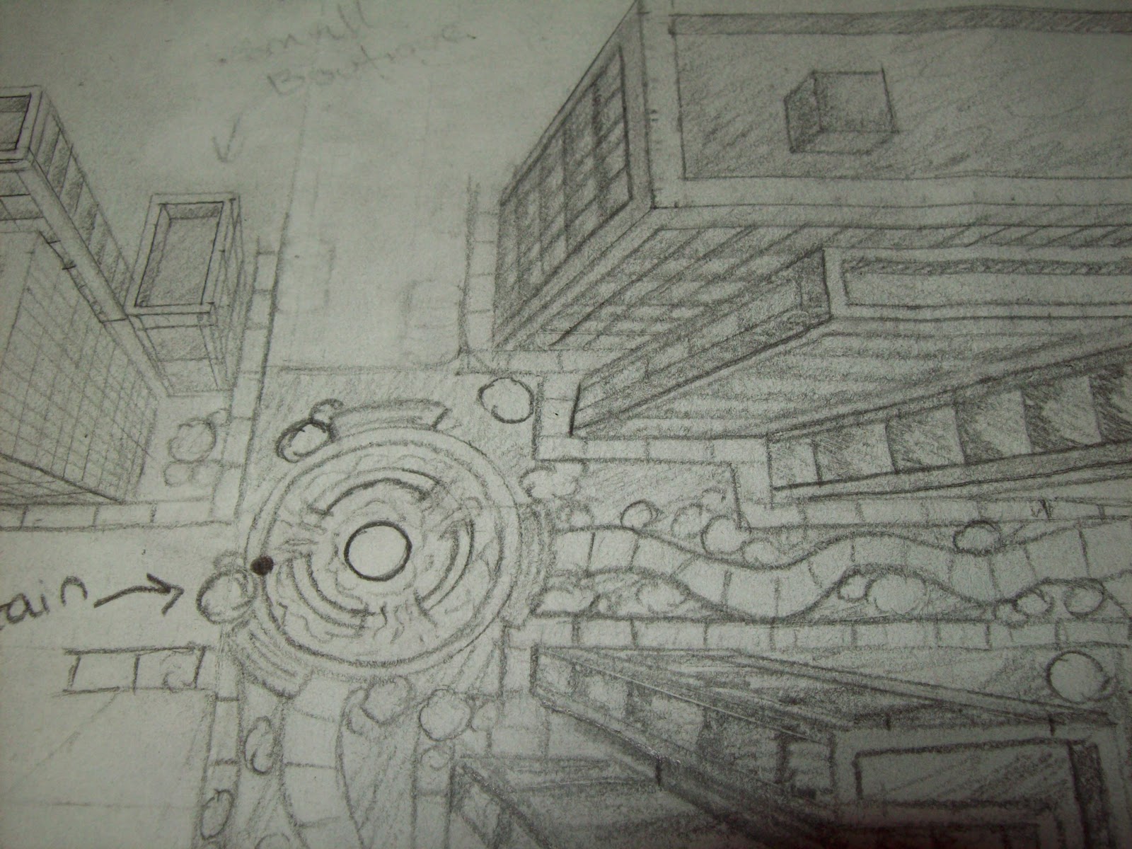 Think Art!: Art project! sky view of city 1 point perspective