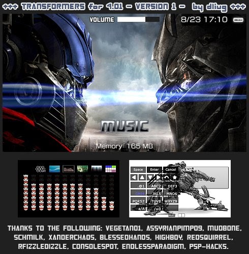 Transformers Psp Themes For 4 01 With 4 05 Visualizer ~ Free Psp