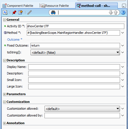 Java / Oracle SOA blog: ADF Task Flow Region interaction with Parent Action activity