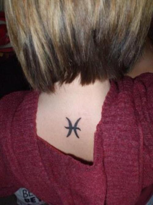 pisces symbol tattoo designs on upper back