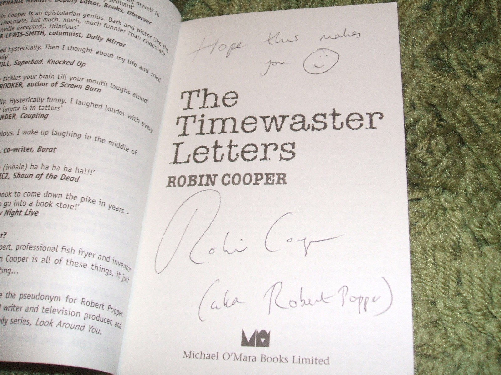 Celebrity ebay Auction in aid of Cystic Fibrosis Trust: October 2010