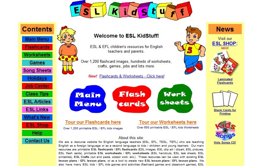 DIVERNEETIC: ESL KidStuff - flashcards, worksheets, games for kids ...