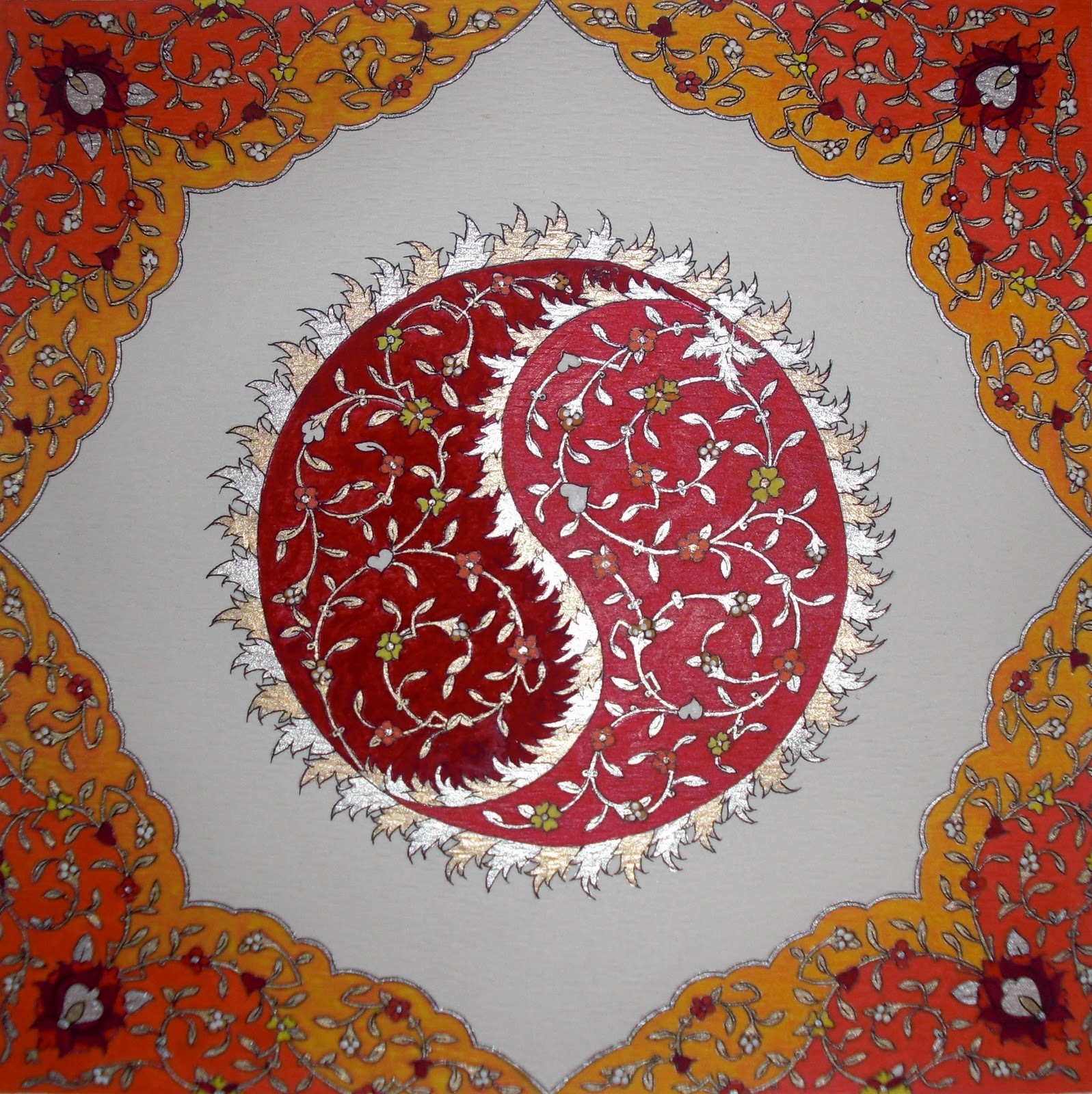 Persian Illuminations (Tazhib) artwork by Mojgan Lisar: Lachak, Shamseh