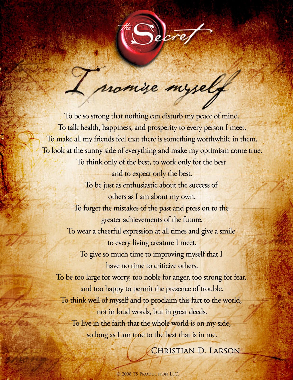 My Journey: The Secret "I Promise Myself..."