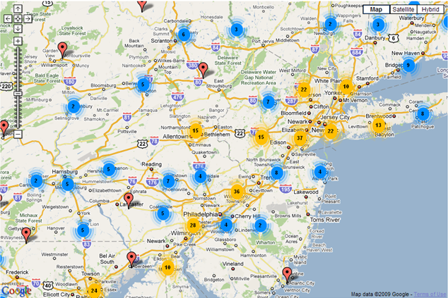 Data Analytics Blog: Integrating OBIEE and Google Maps with the MarkerClusterer API