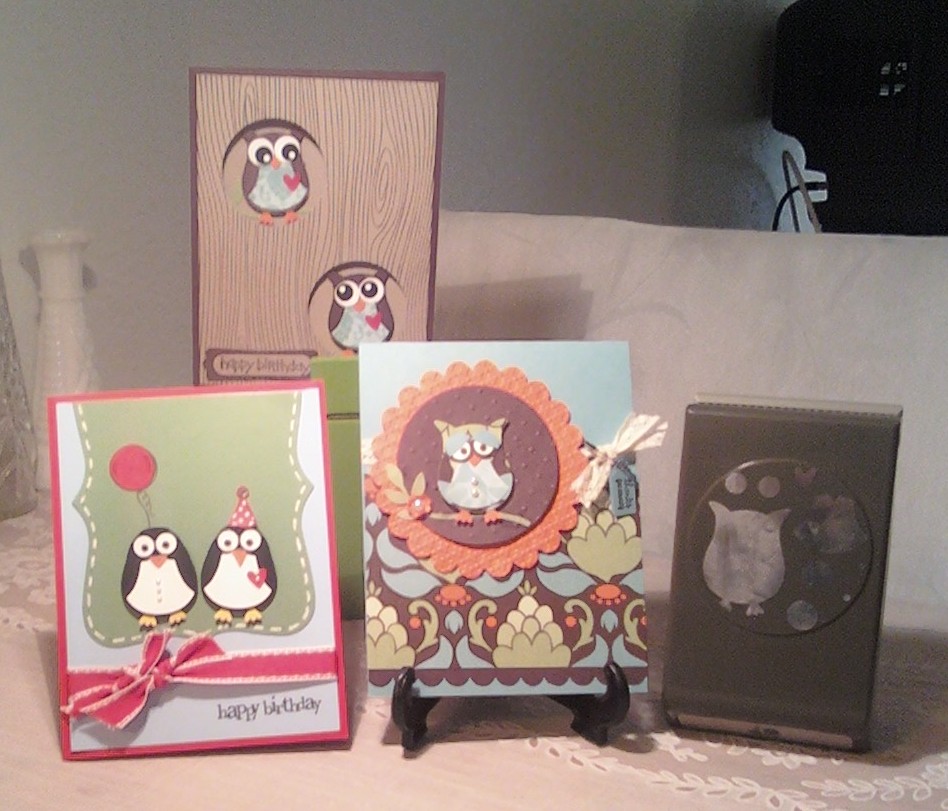 Dogg and Pony Show: Owl punch cards - love that Stampin' Up owl punch!
