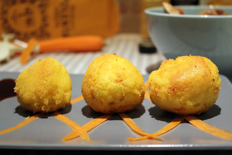 Donkey and the Carrot: CHEESY POLENTA BALLS WITH CHICKEN AND JACK ...
