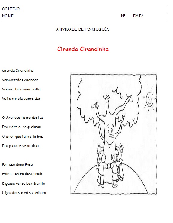 Atividades para imprimir do 3º ao 5º anos sempre a mão: Cantigas de ...