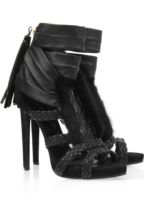 Women's High Heel Shoes: Emilio Pucci Rabbit-Trimmed High Heel Leather ...