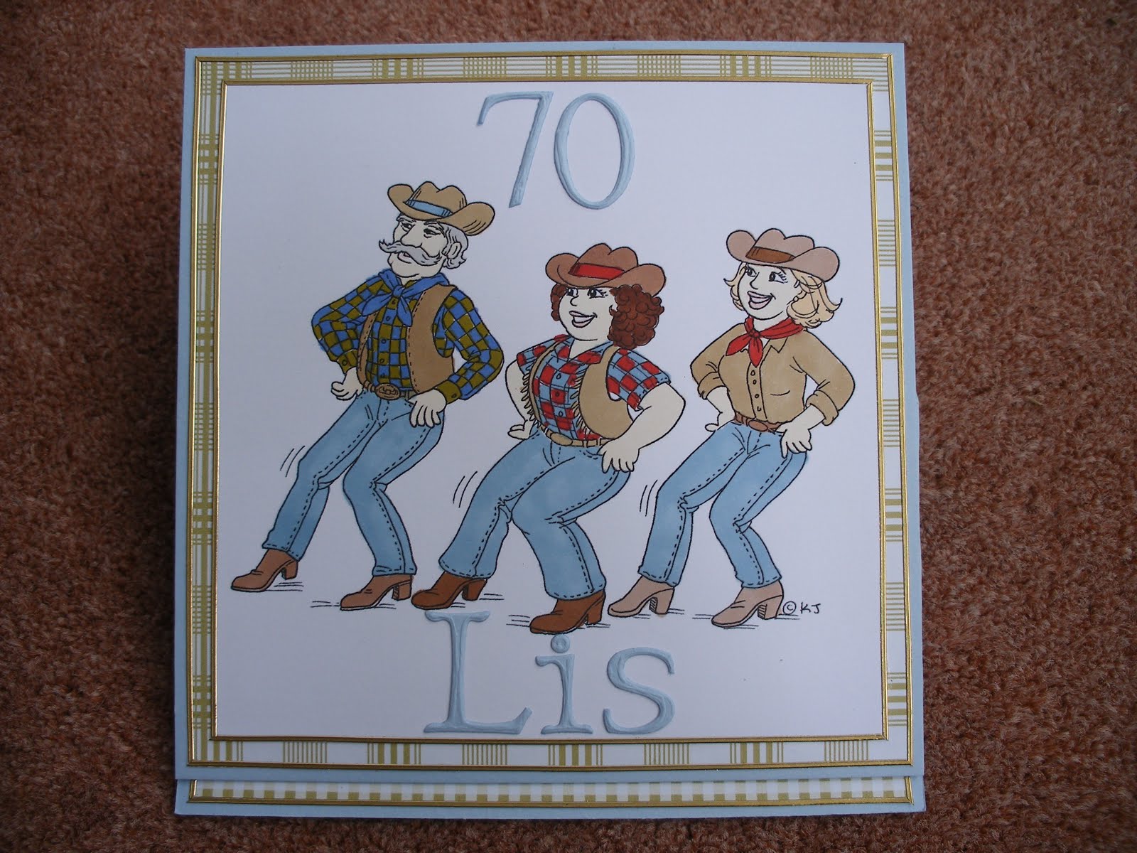 Julies Crafty Creations: Lis's 70th Birthday Line Dancing card