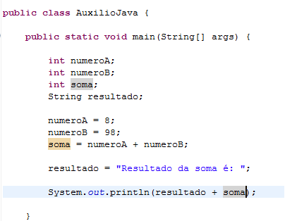 Auxílio Java: Declaração de Variáveis