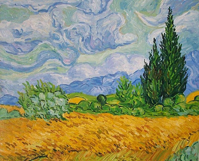 Van gogh Tragedy: The views with Cypress Trees.