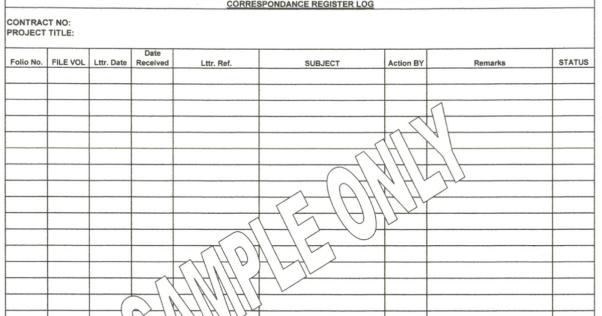 CONSTRUCTION MANAGER: Document control and Correspondance Document Register