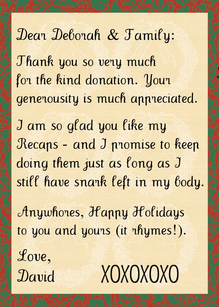 DAVID DUST: Thank You Deborah ...