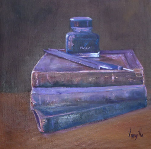 Daily Paintings by Virgilla Lammons: "Old Books with Pen and Ink" Still ...