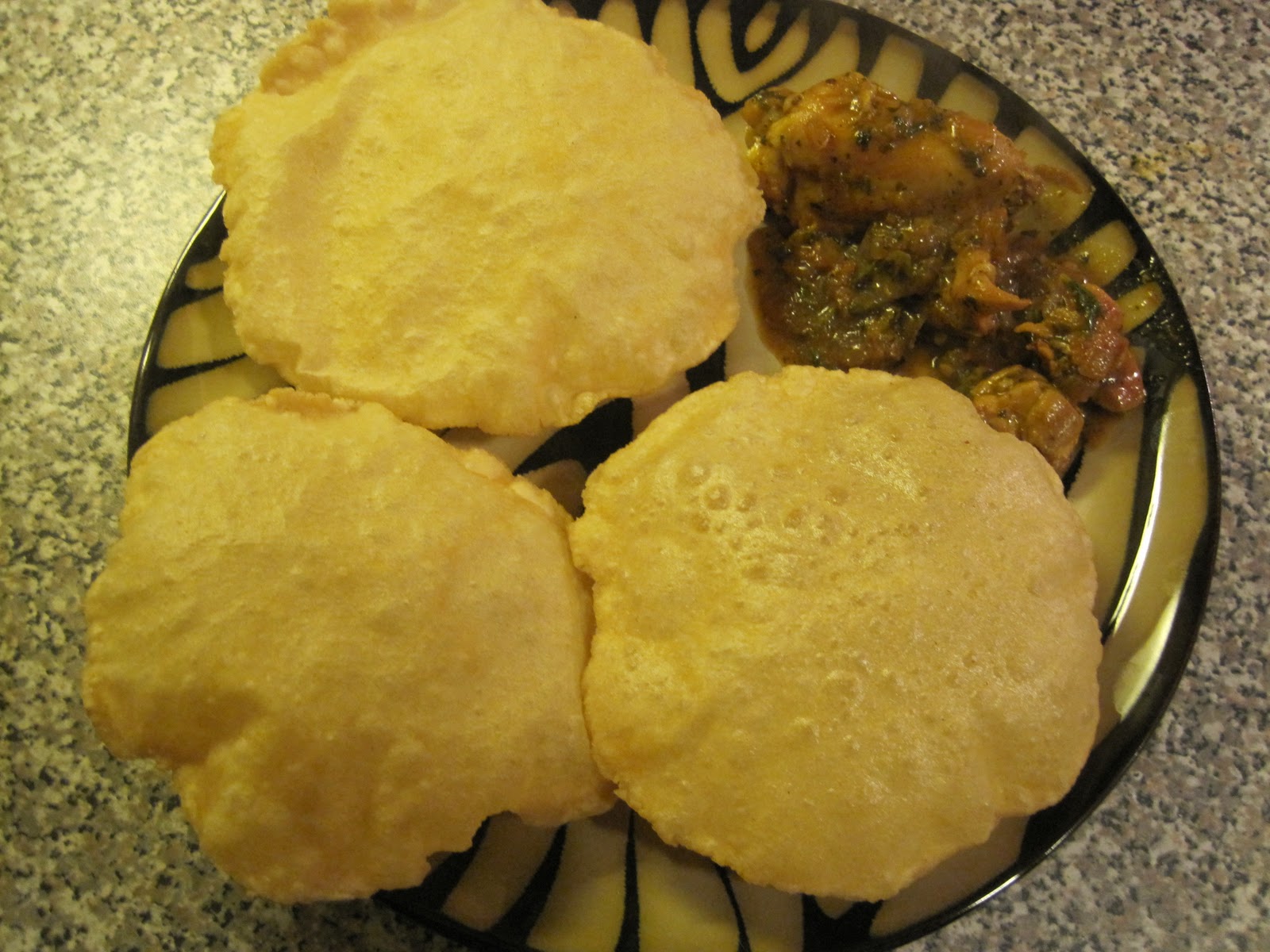 Harika's Kitchen: Puri with chicken curry