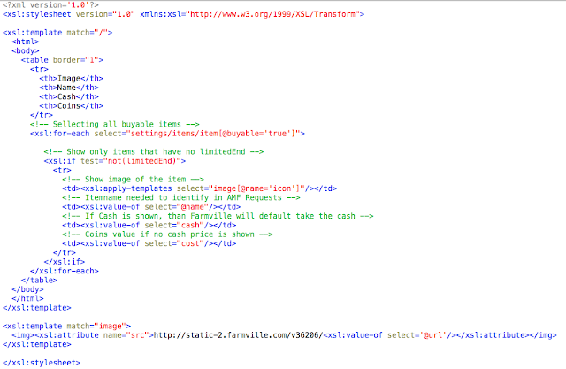 Farmville Internals Viewing The Items As Html Using Xslt
