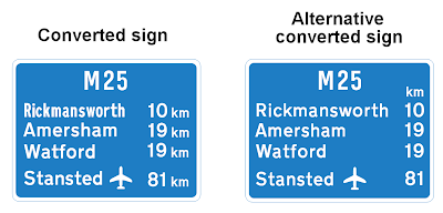 More UK metric distance signs: Route confirmation | glob on someday