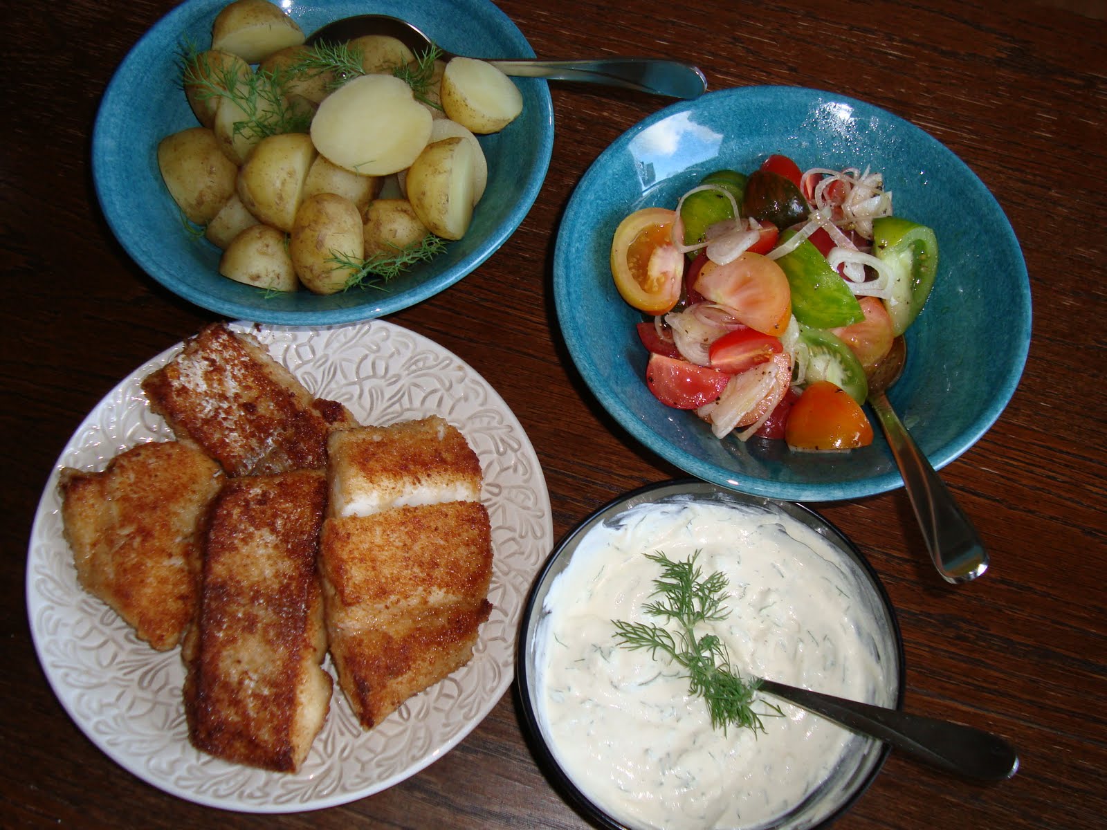 Mumsfillibaba!!!: Stekt Kummel med Färskpotatis och kall sås