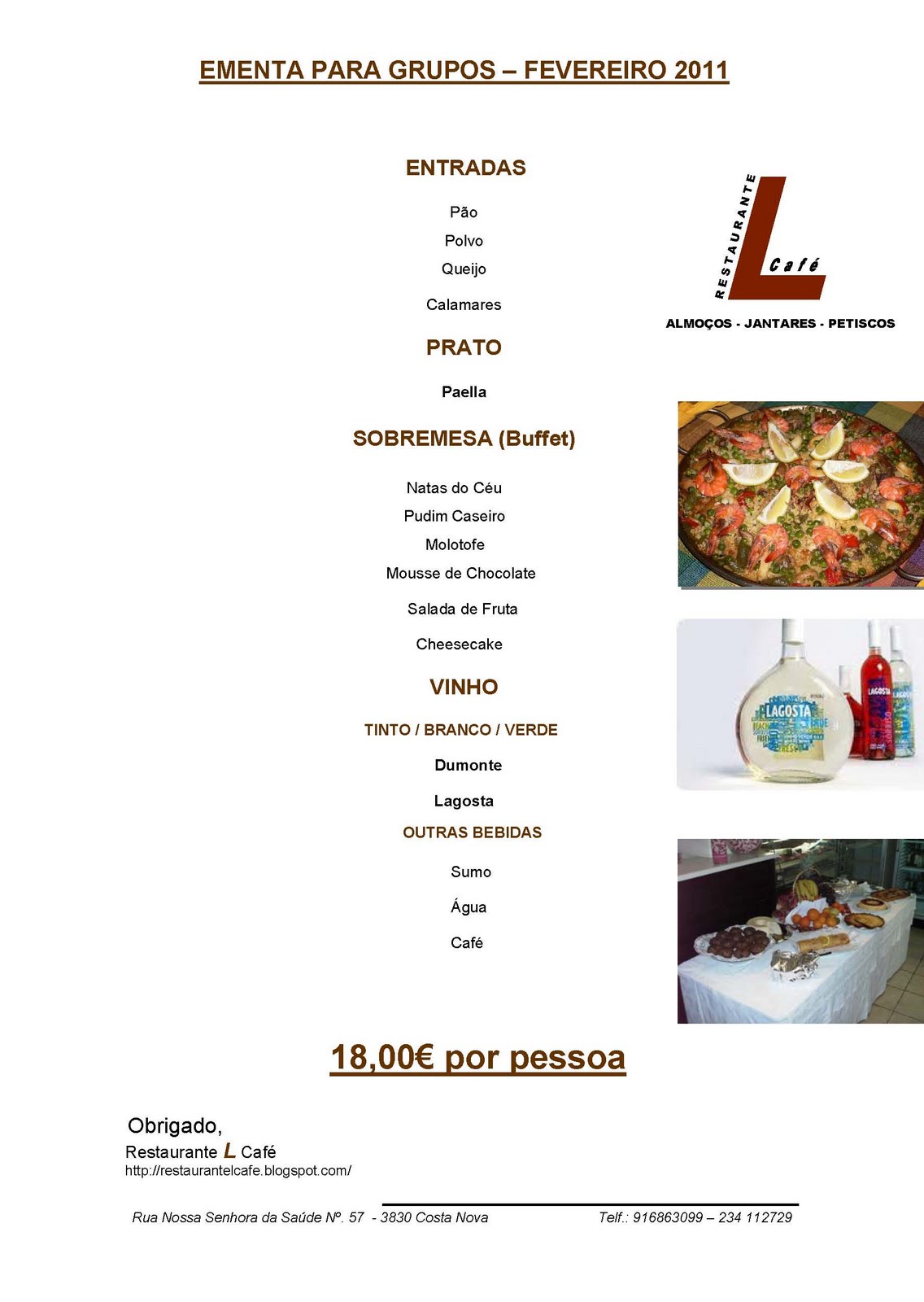 Restaurante L Café: Ementa 2