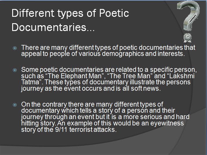 Amir's Documentary Blog: Researching Documentaries - Poetic Documentaries