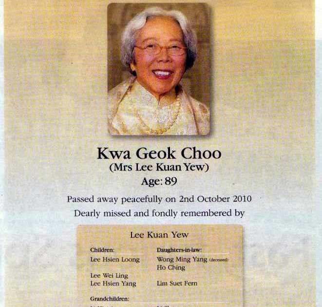 Singapore Newspaper Clippings: RIP Kwa Geok Choo (Mrs Lee Kwan Yew ...