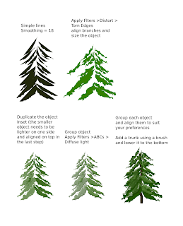 jbrgfx: Torn lines as foreground evergreen trees in Inkscape landscape ...