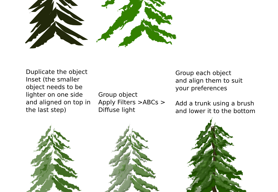 jbrgfx: Torn lines as foreground evergreen trees in Inkscape landscape ...