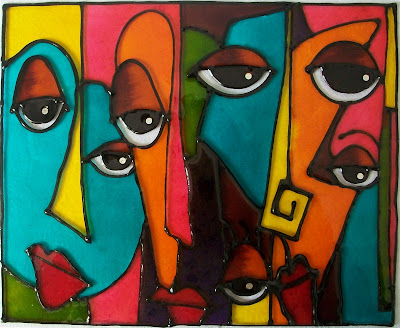 STAINED GLASS PAINTINGS GALERY: FACES ( ABSTRACT )