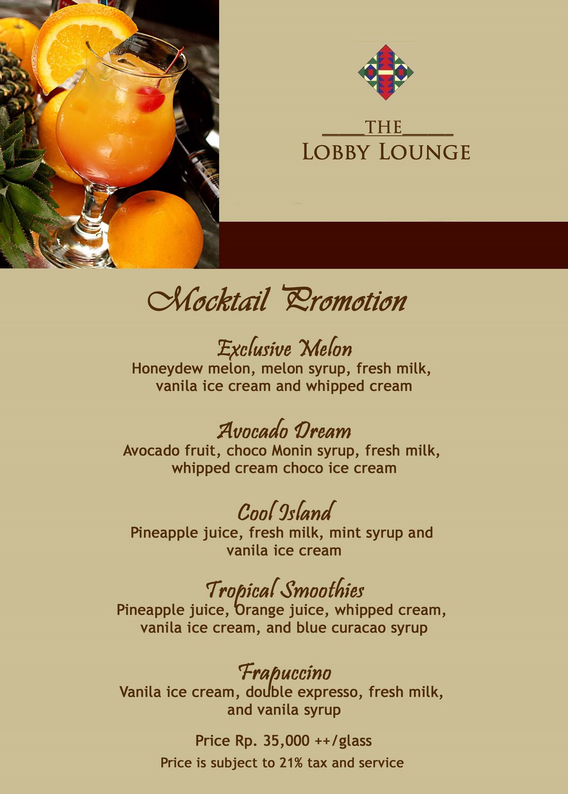 Dimas Adhi: Menu Mocktail Promo at Lobby Lounge (2009)