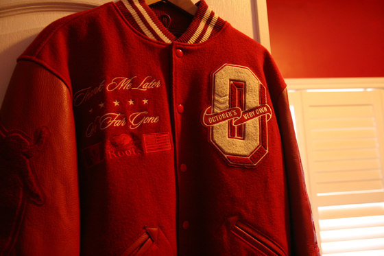 F.S.: Drake Red OVO Letterman Jacket