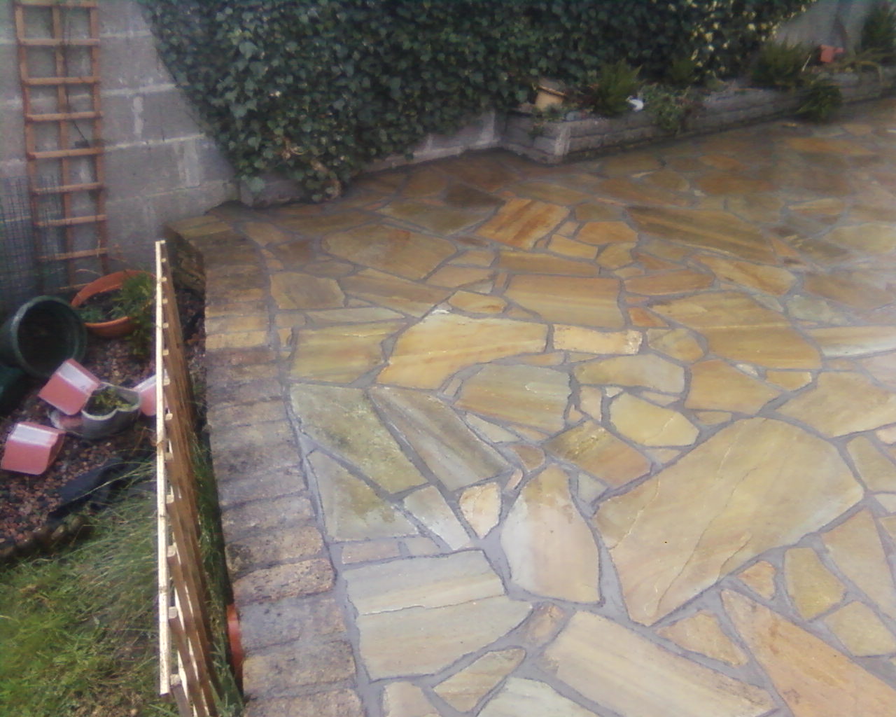 PAVESCAPE: Example of 'Crazy Paving' Style (Donegal Quartz) Job.
