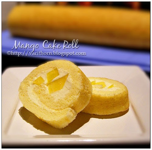 แ ม่ ค รั ว จ อ ม มั่ ว นิ่ ม : เค้กโรลมะม่วง : mango cake roll