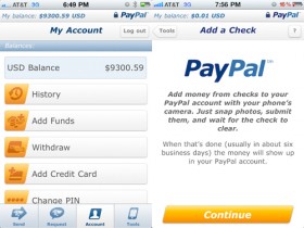 PayPal App allows photographing paper checks for deposit