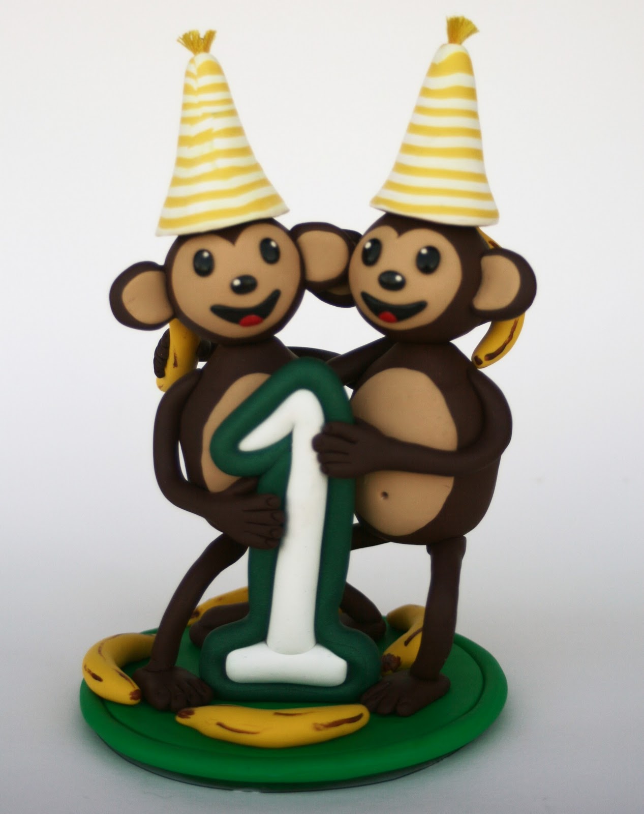 SpiritMama Art and Soul: Twin Monkeys First Birthday Cake Topper