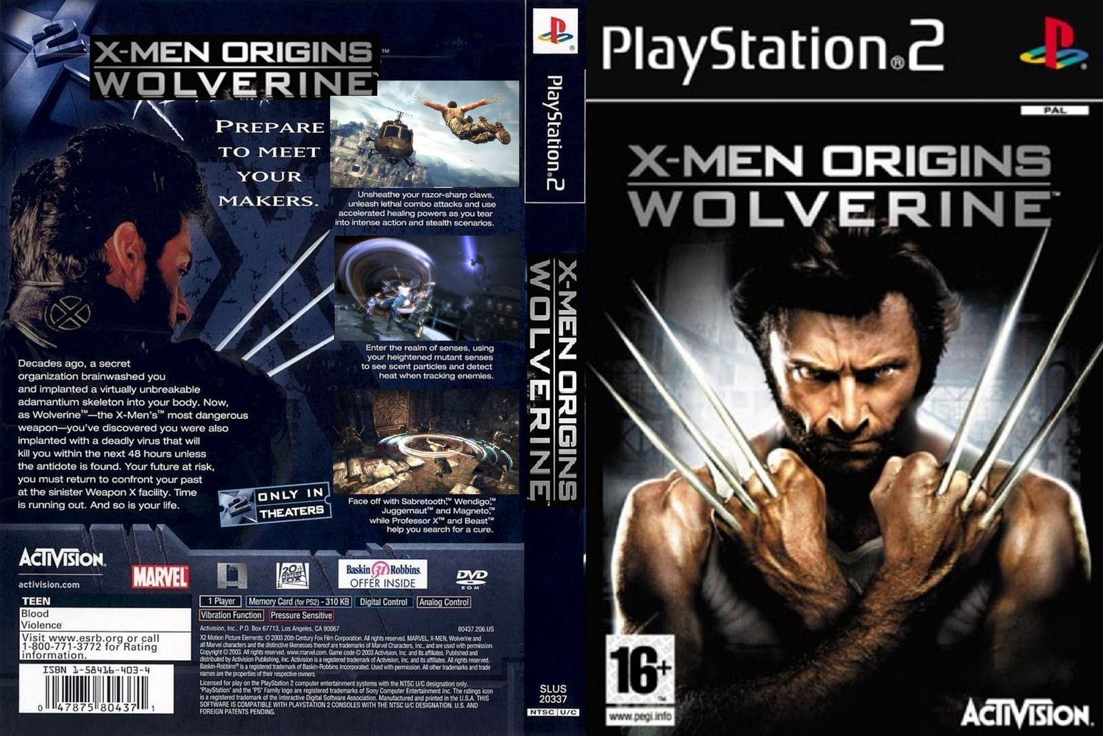 CAPAS PARA PLAYSTATION 2: X-Men - Wolverine Origens