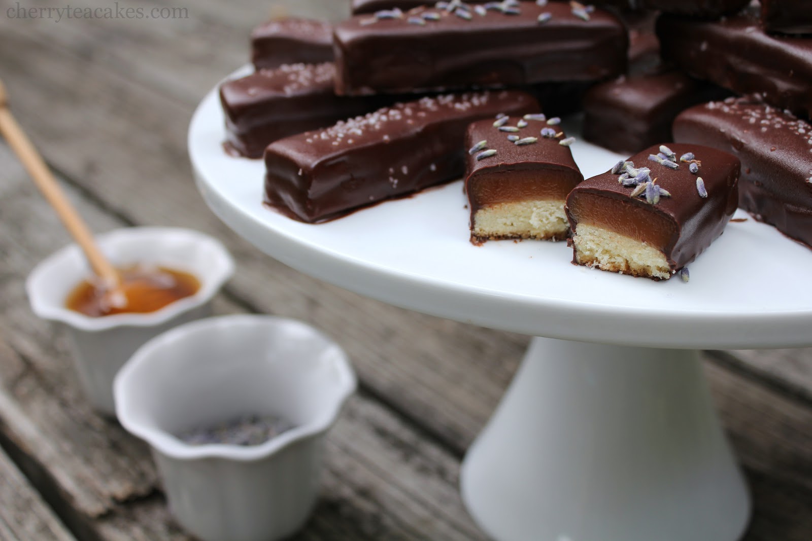 Cherry Tea Cakes: Lavender Honey Caramel Candy Bars