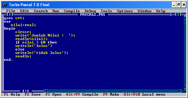 Social Warhead Three - WebBlog: Penggunaan fungsi If then Else pada PASCAL
