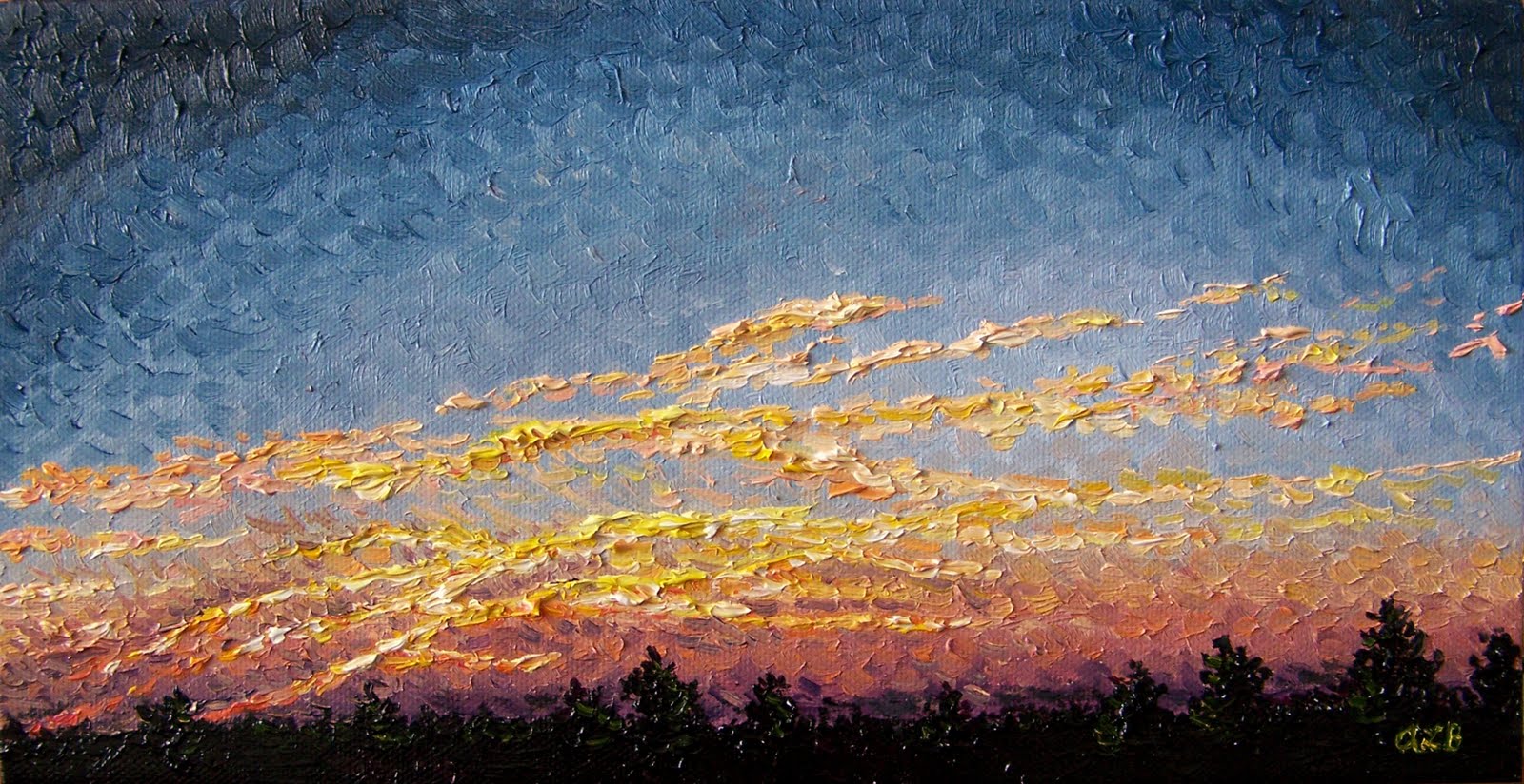 Audra's Oil Paintings: Twilight Sunset (2011), 6 x 12"