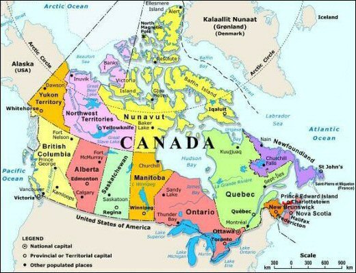 English speaking countries: Canada