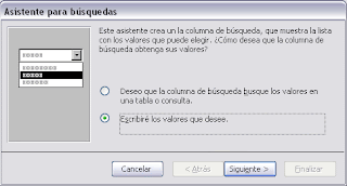 Access: Asistente para busquedas