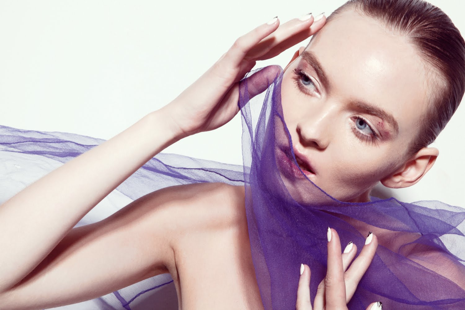 Veiled Beauty Rose Romantic Blindfolded Editorial Shoot with Model Anna Kiseleva