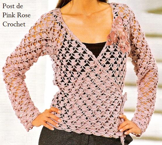 Pink Rose Crochet: Blusa Cache Coeur