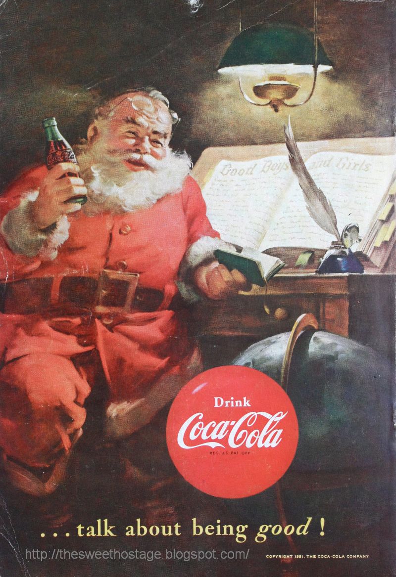 SWEET HOSTAGE: VINTAGE COKE ADS ( 4 ): Santa Ad (1950's)!