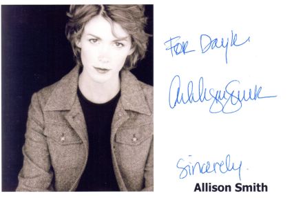 Kiwiautogal's Autographs: Allison Smith
