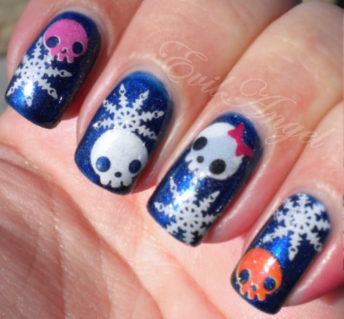 Black nail polish and lip gloss: A very skully holiday!