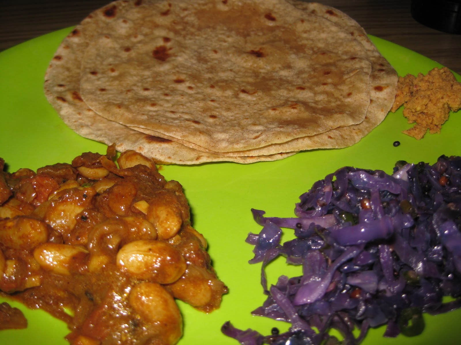 FoodVCook: Chapati, daal chutney, sautéed purple cabbage, cranberry ...