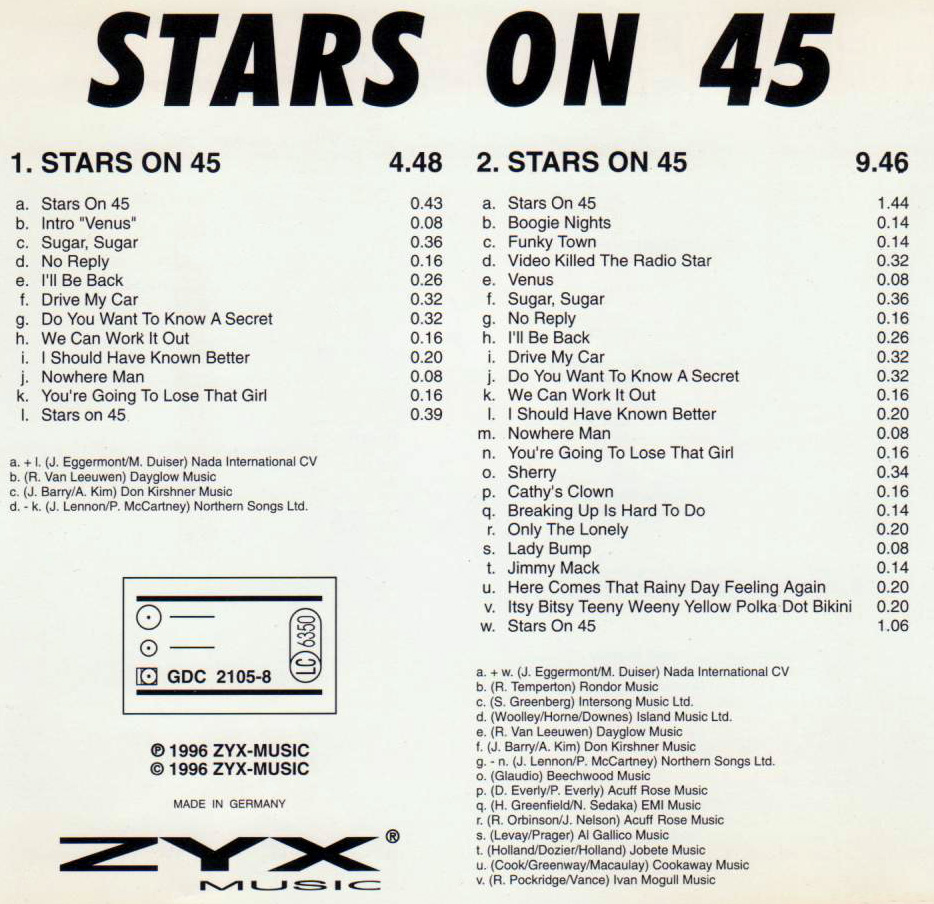 Sharing Needles: STARS ON 45
