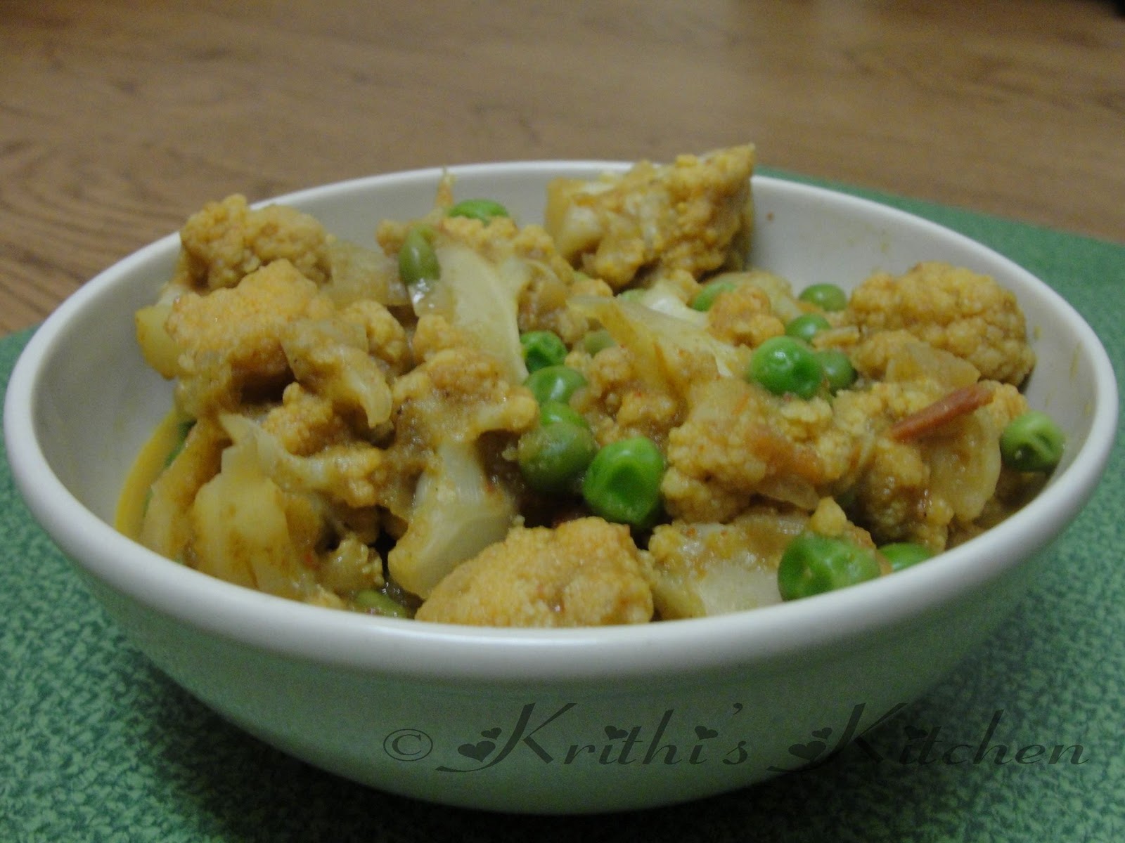 Krithi's Kitchen: Gobi Mutter Masala | Indian Curry Recipes